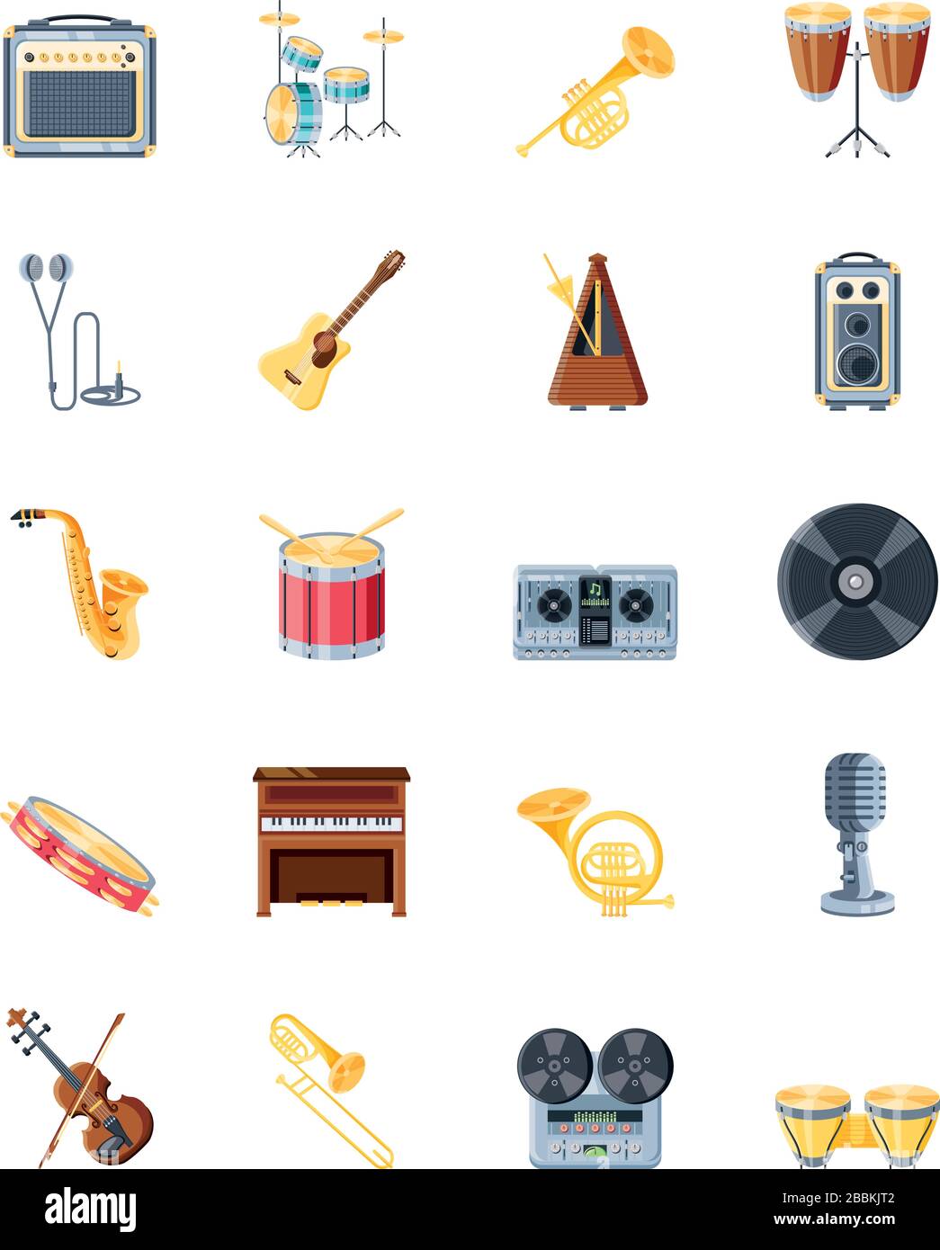 set of icons musical instruments on white background vector ...