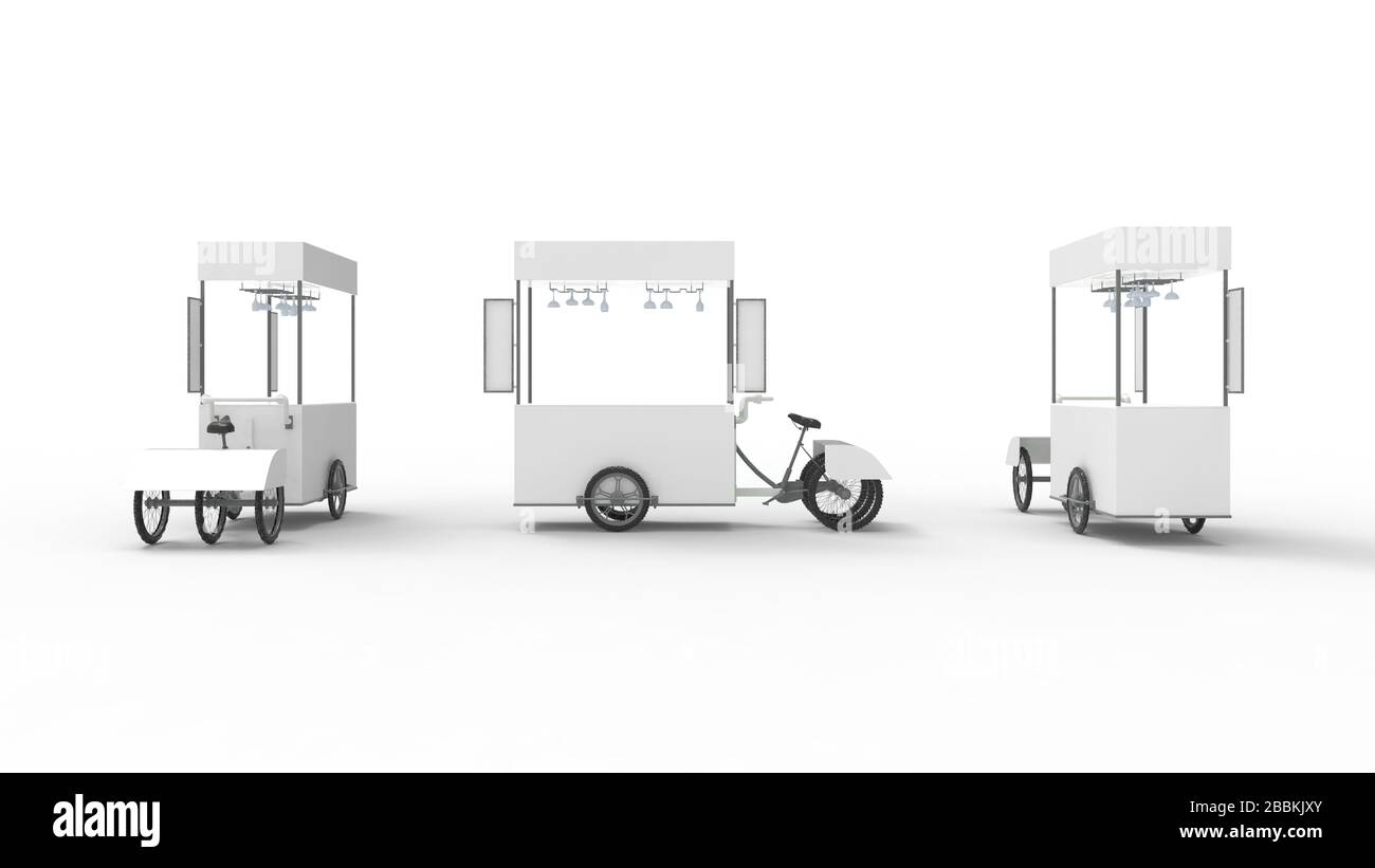 3D rendering of an ice cream sales bicycle food bike selling point ...