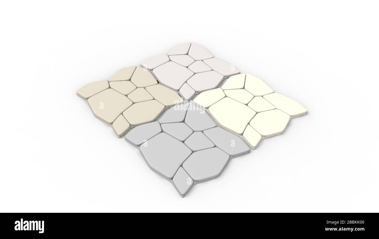 3D rendering of stones pavement pattern brick isolated studio ...