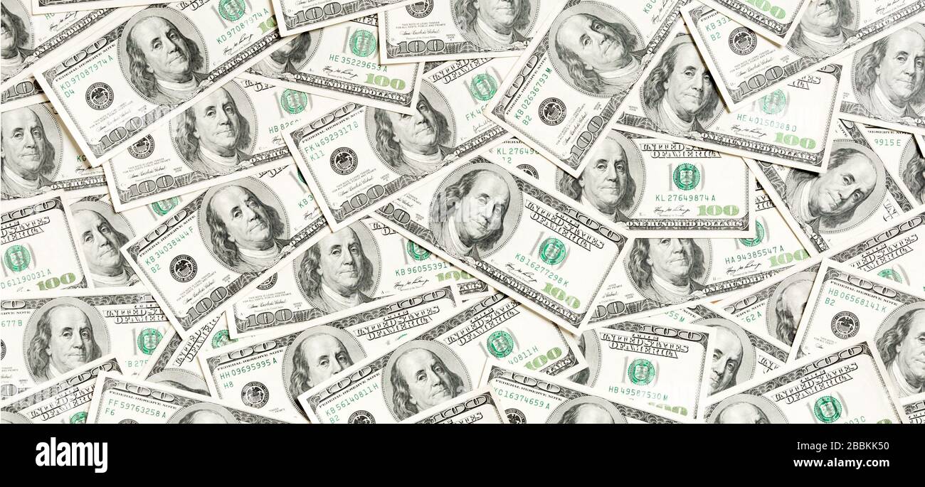 Top view of American money background. Pile of dollar cash. Paper ...