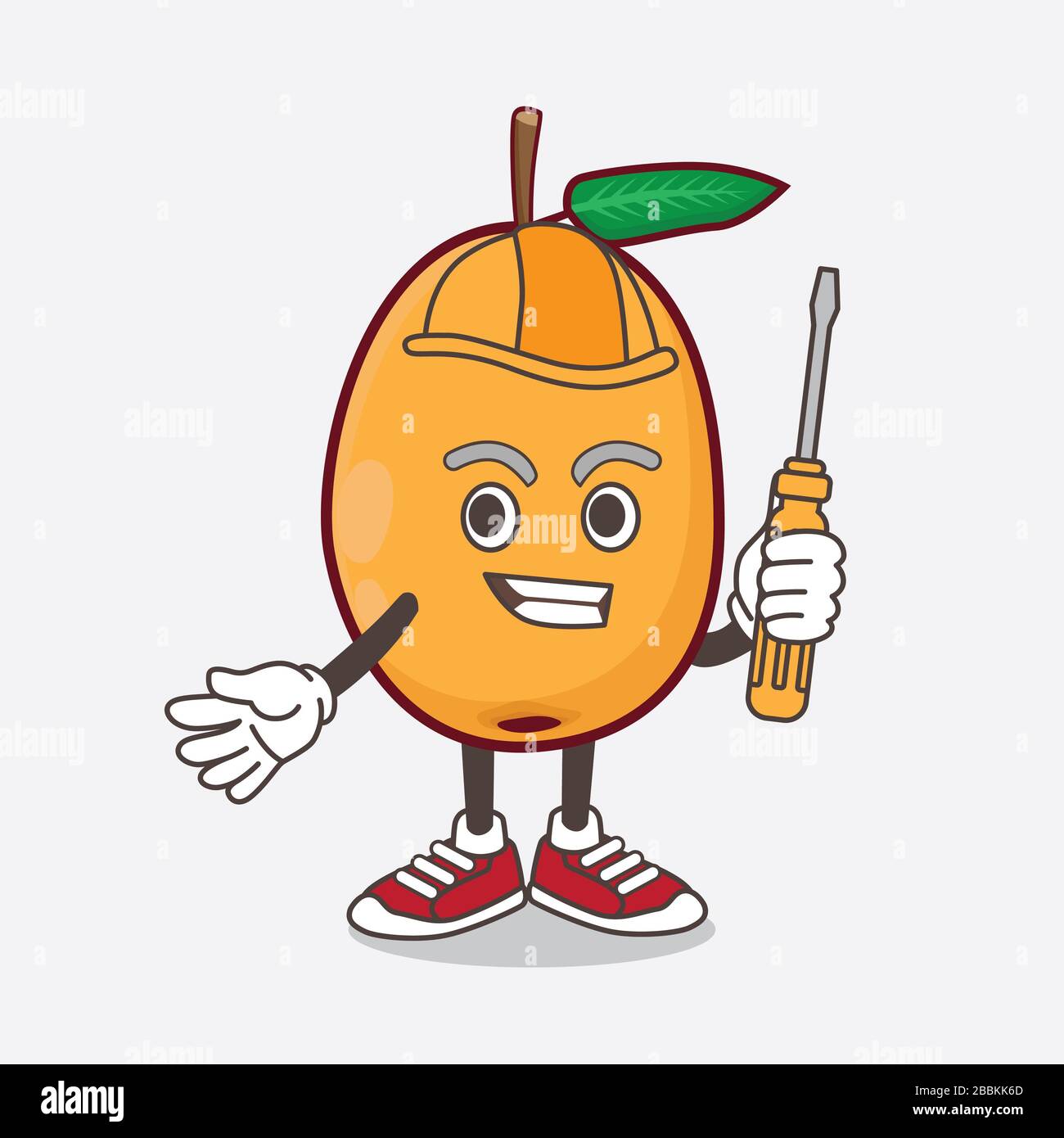 An illustration of Loquat Fruit cartoon mascot character as smart ...