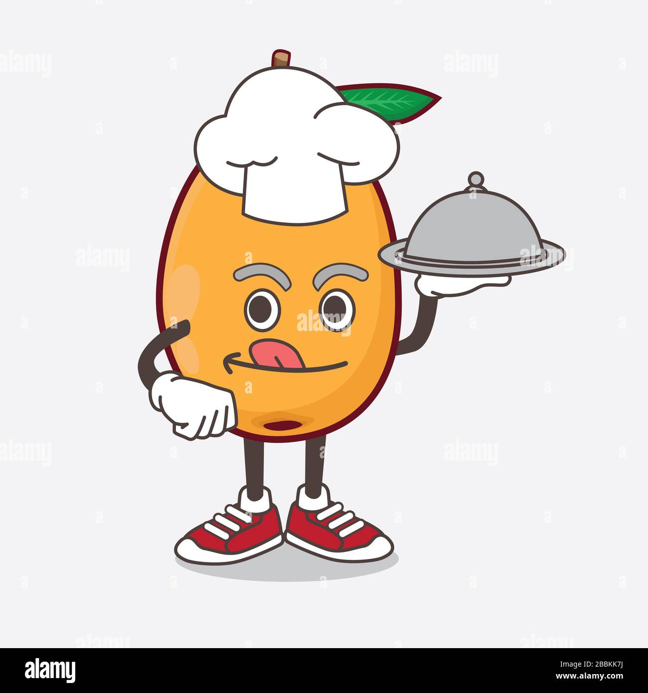 An illustration of Loquat Fruit cartoon mascot character as a Chef with ...