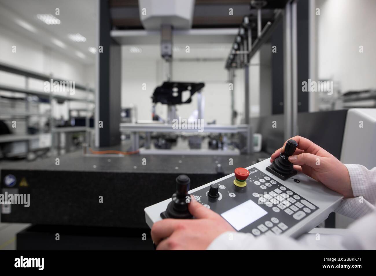 Quality engineer measuring some moldings by professional 3D measuring ...