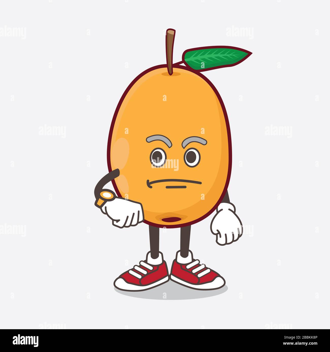An illustration of Loquat Fruit cartoon mascot character on a waiting ...