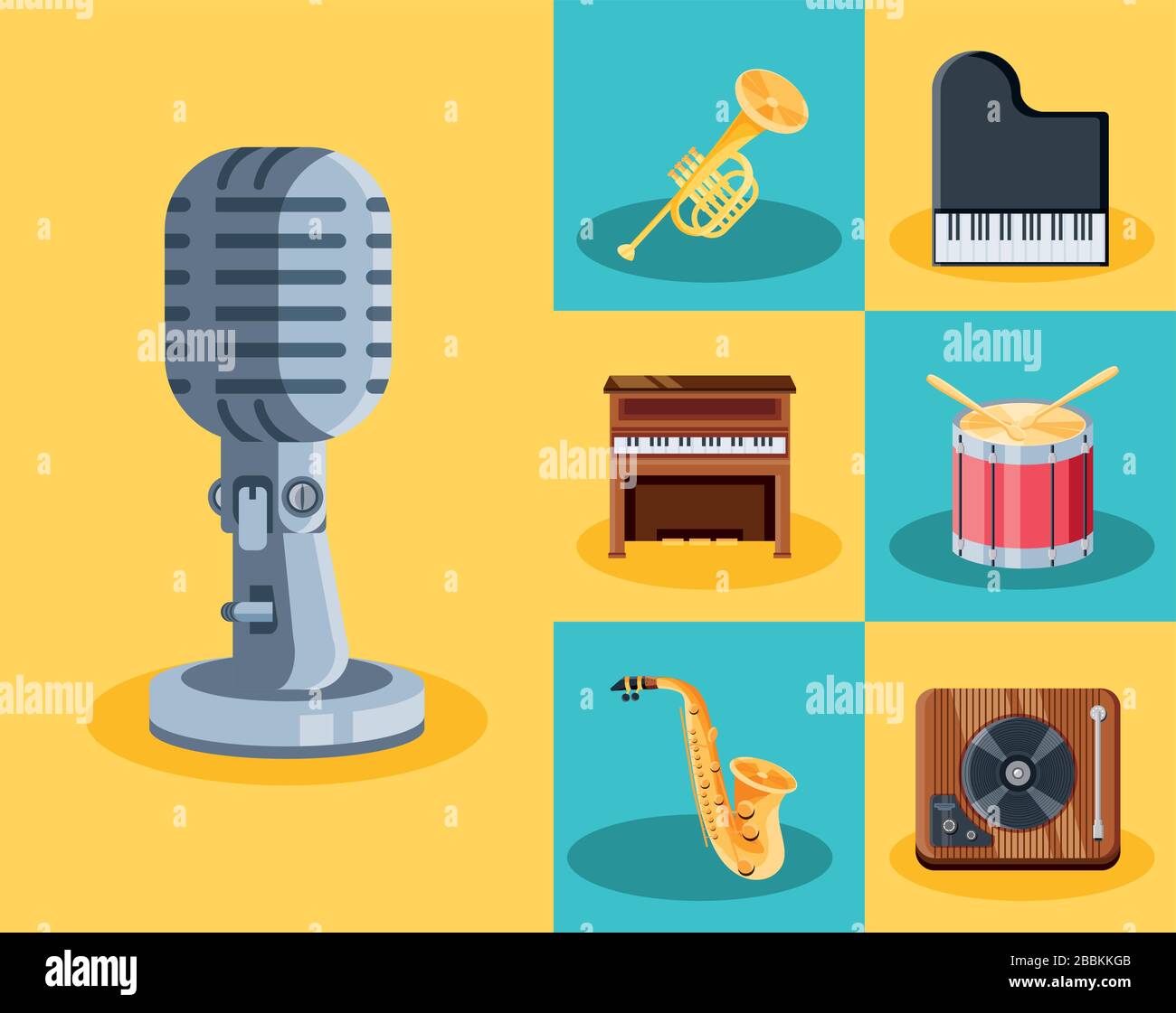 set of icons musical instruments vector illustration design Stock ...