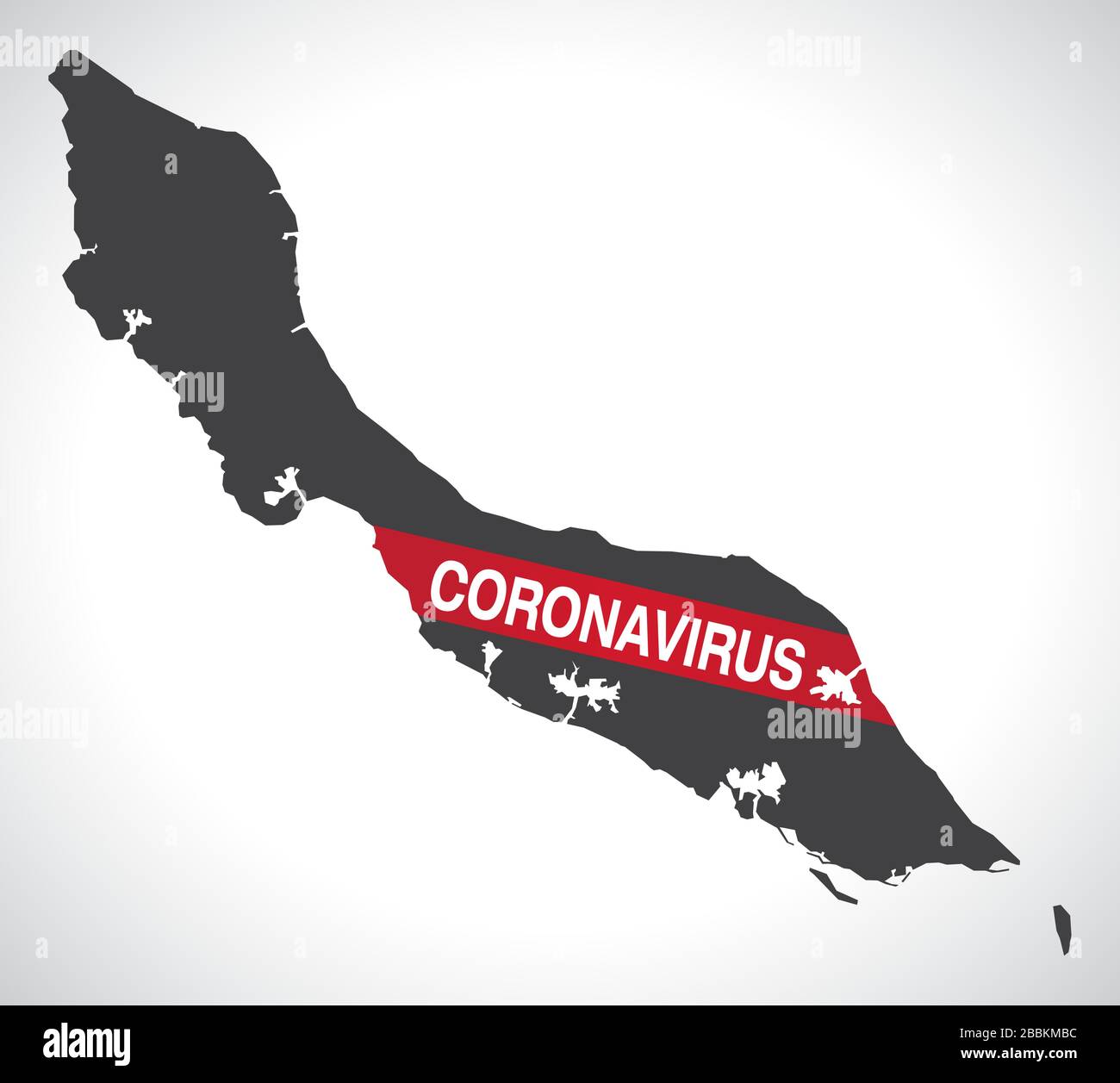 Curacao map with Coronavirus warning illustration Stock Vector Image ...