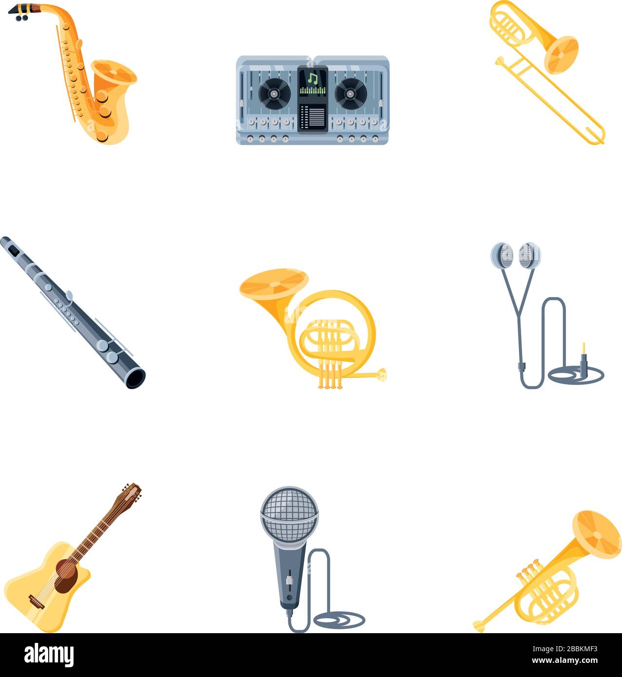 set of icons musical instruments on white background vector ...