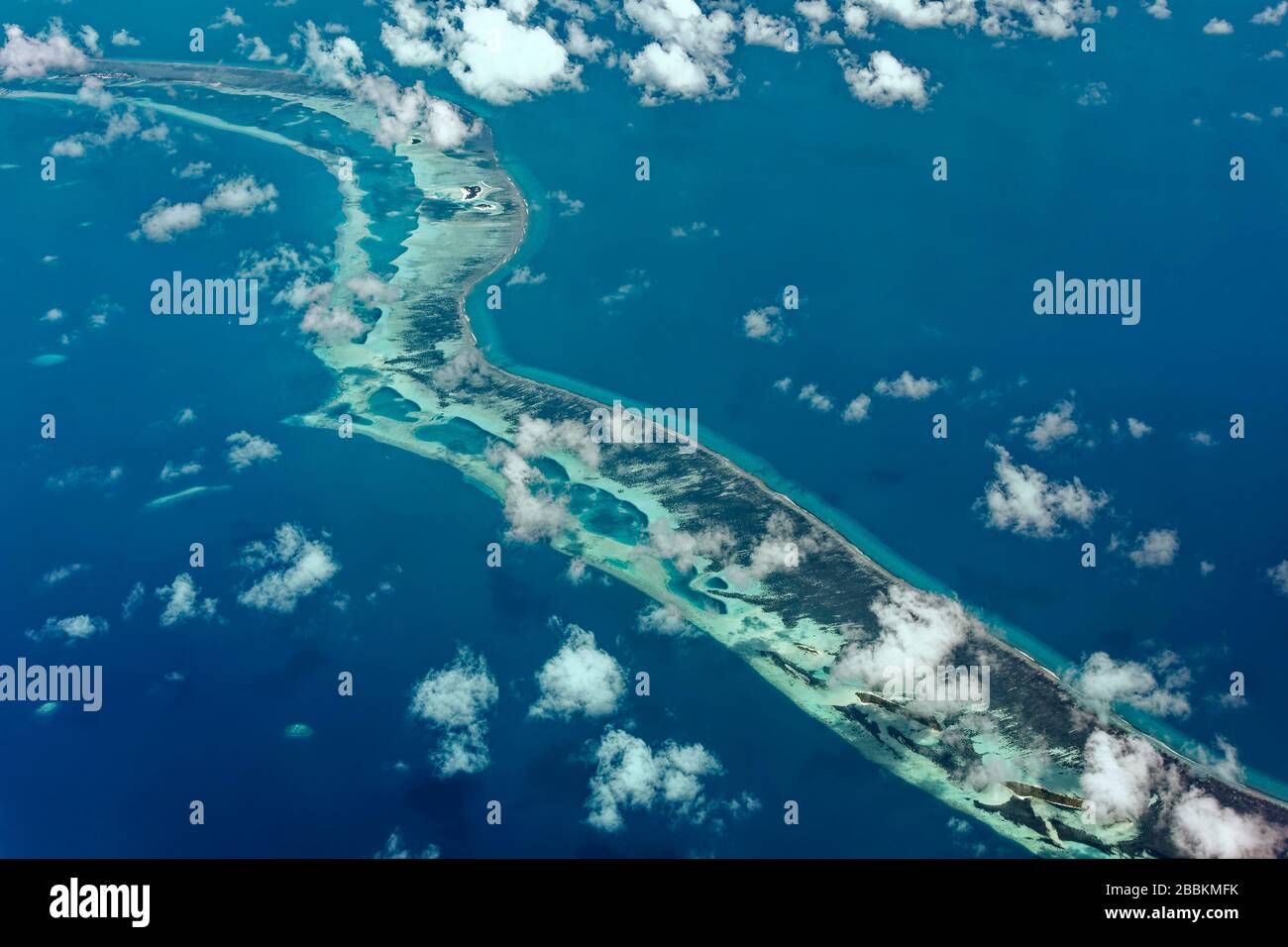 Outer reef with large dredged sand areas for land reclamation elsewhere ...