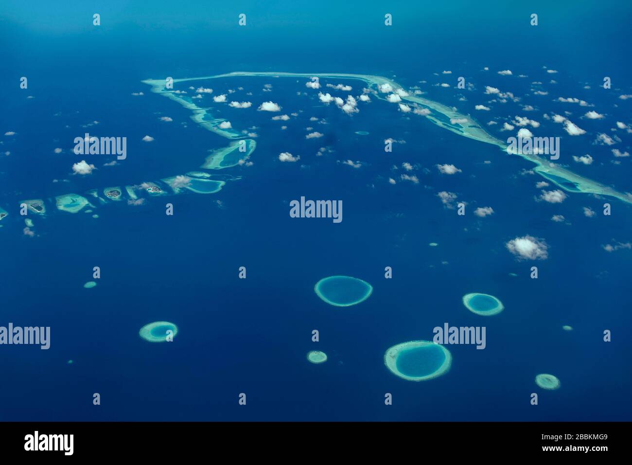 Small ring reefs, remains of sunken islands, eastern foothills of Vaavu ...