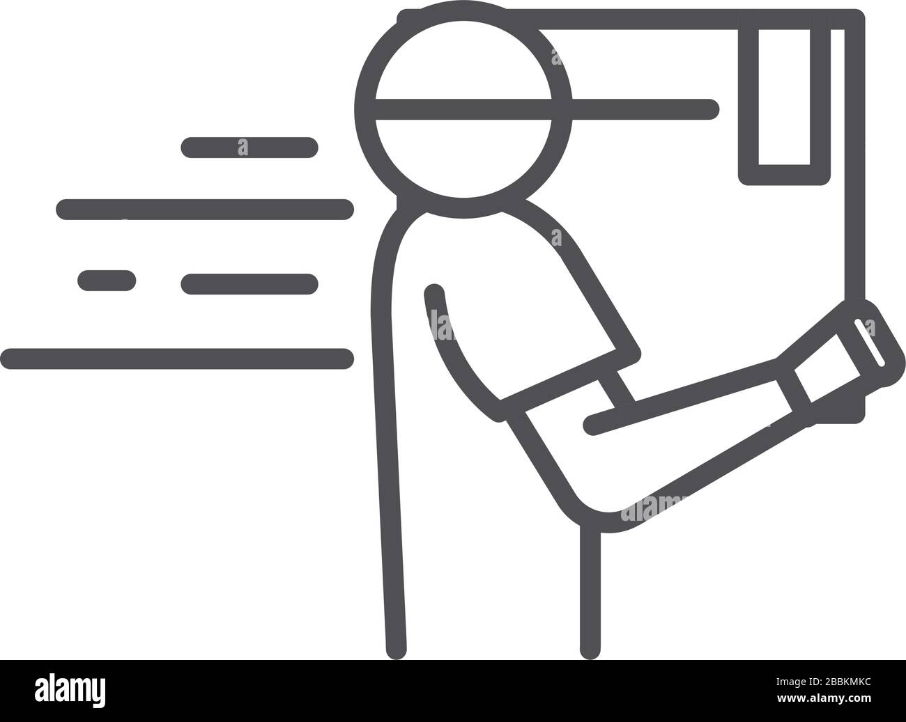 post man with cardboard box cargo shipping related delivery line style ...