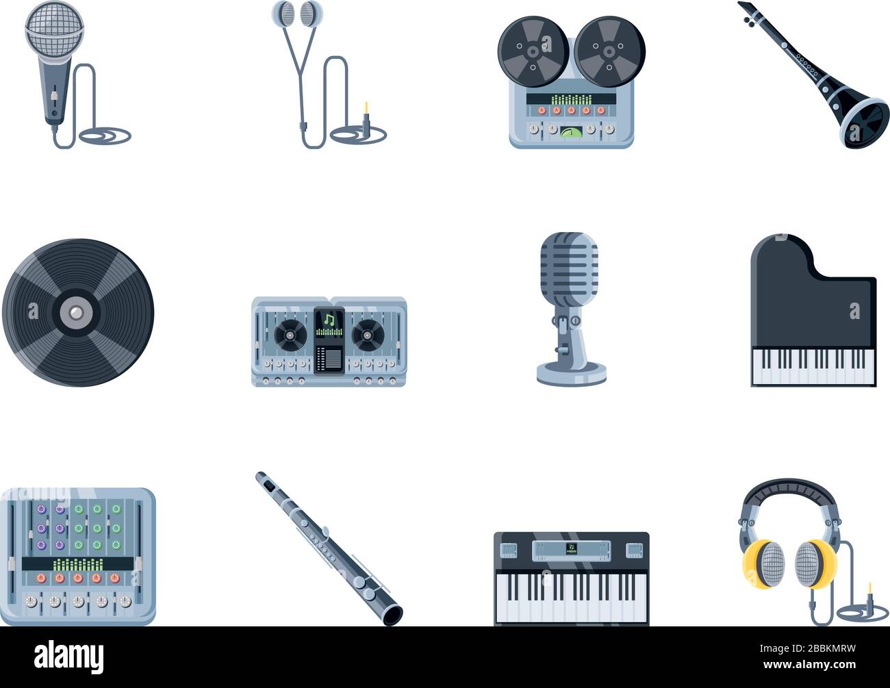 set of icons musical instruments on white background vector ...