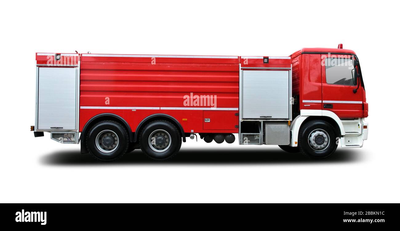 Firefighter on ladder fire Cut Out Stock Images & Pictures - Alamy