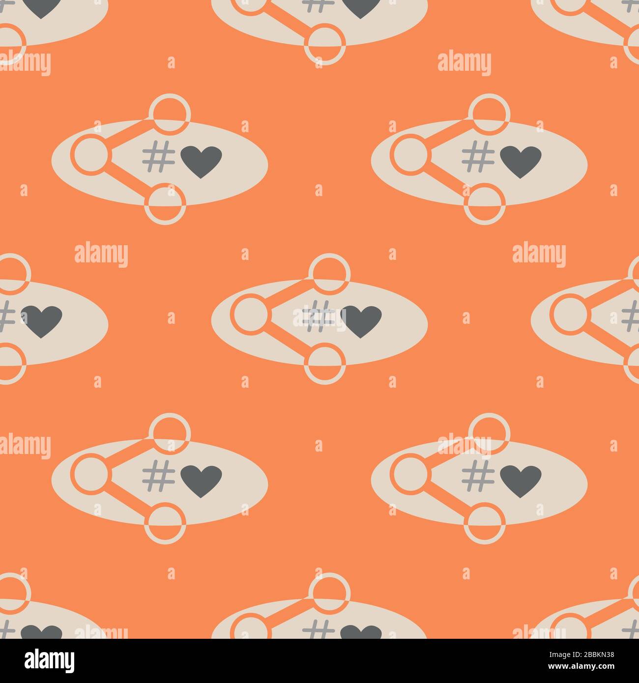 Retro share icon, hashtag, heart seamless vector pattern background ...