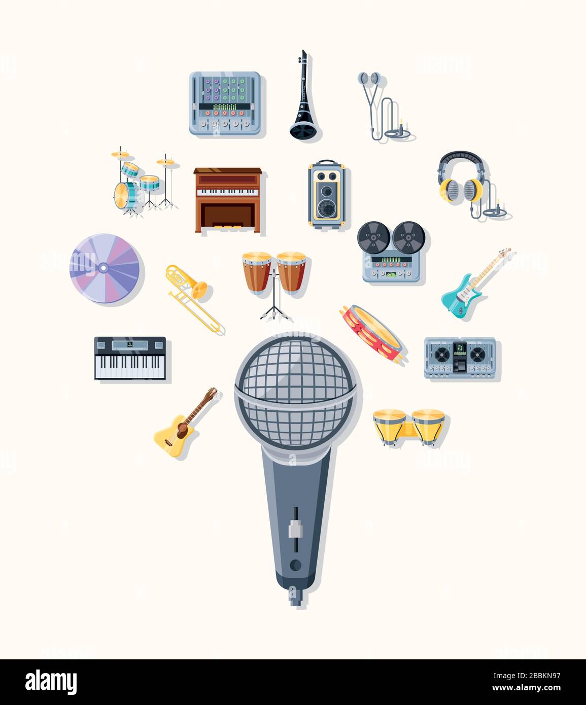 set of icons musical instruments on white background vector ...