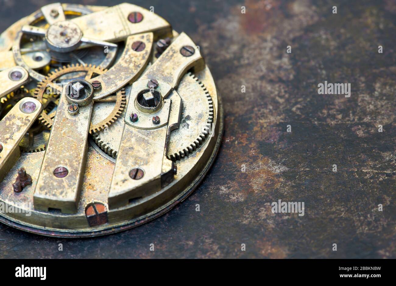 Business pocket watch, clock gears close-up, time mechanism with metal ...