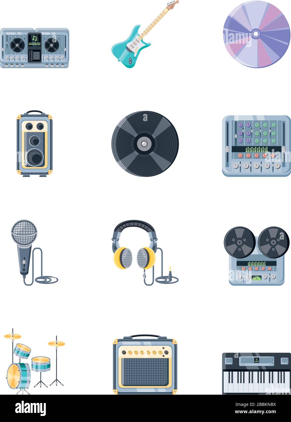 set of icons musical instruments on white background vector ...
