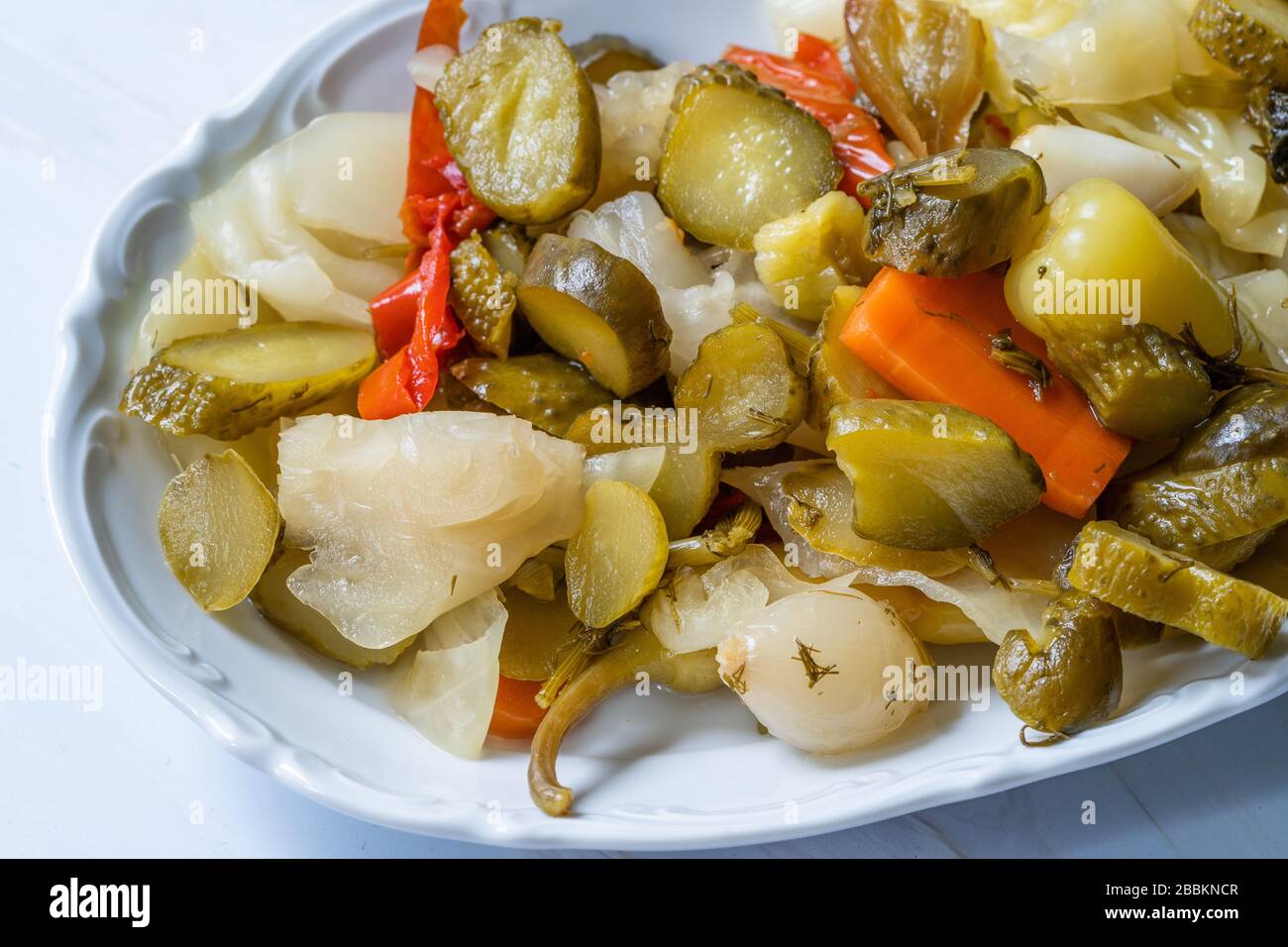 Homemade Mixed Turkish Pickles in Plate. Ready to Eat. Organic ...