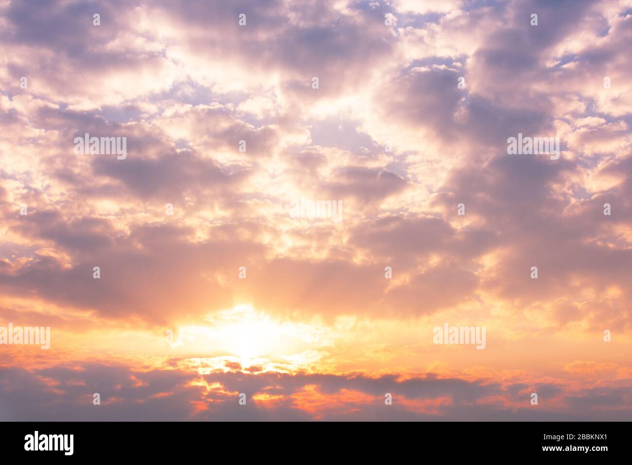 Colorful sky with clouds and sun in twilight time in the morning ...