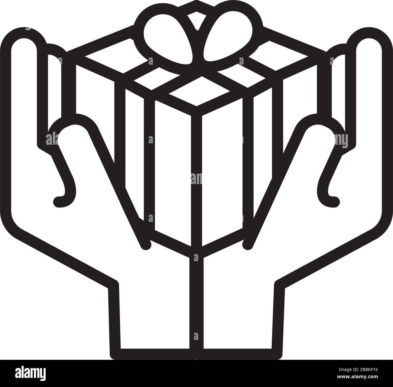 hands lifting gift box present line style icon Stock Vector Image & Art ...