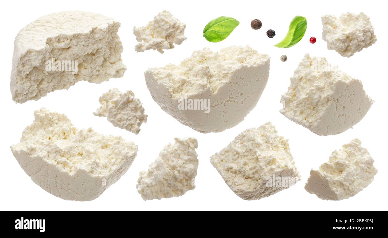 Homemade cottage cheese isolated on white background Stock Photo - Alamy