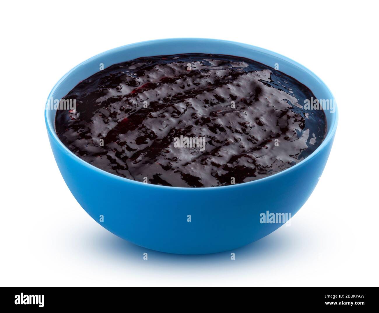 Blue bowl of blueberry jam isolated on white background Stock Photo - Alamy