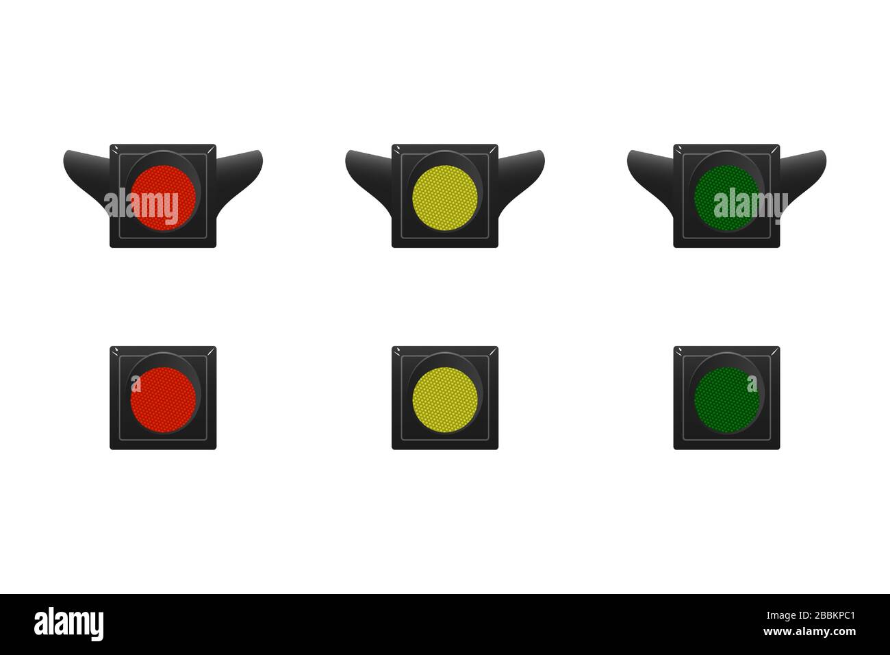 Set of simple traffic lights. Red, yellow and green color. Vector ...
