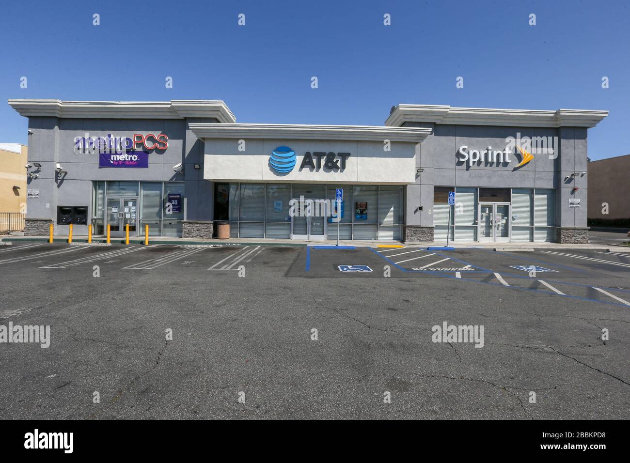 General view of Metro PCS, AT&T and Sprint stores, located at 3700 ...