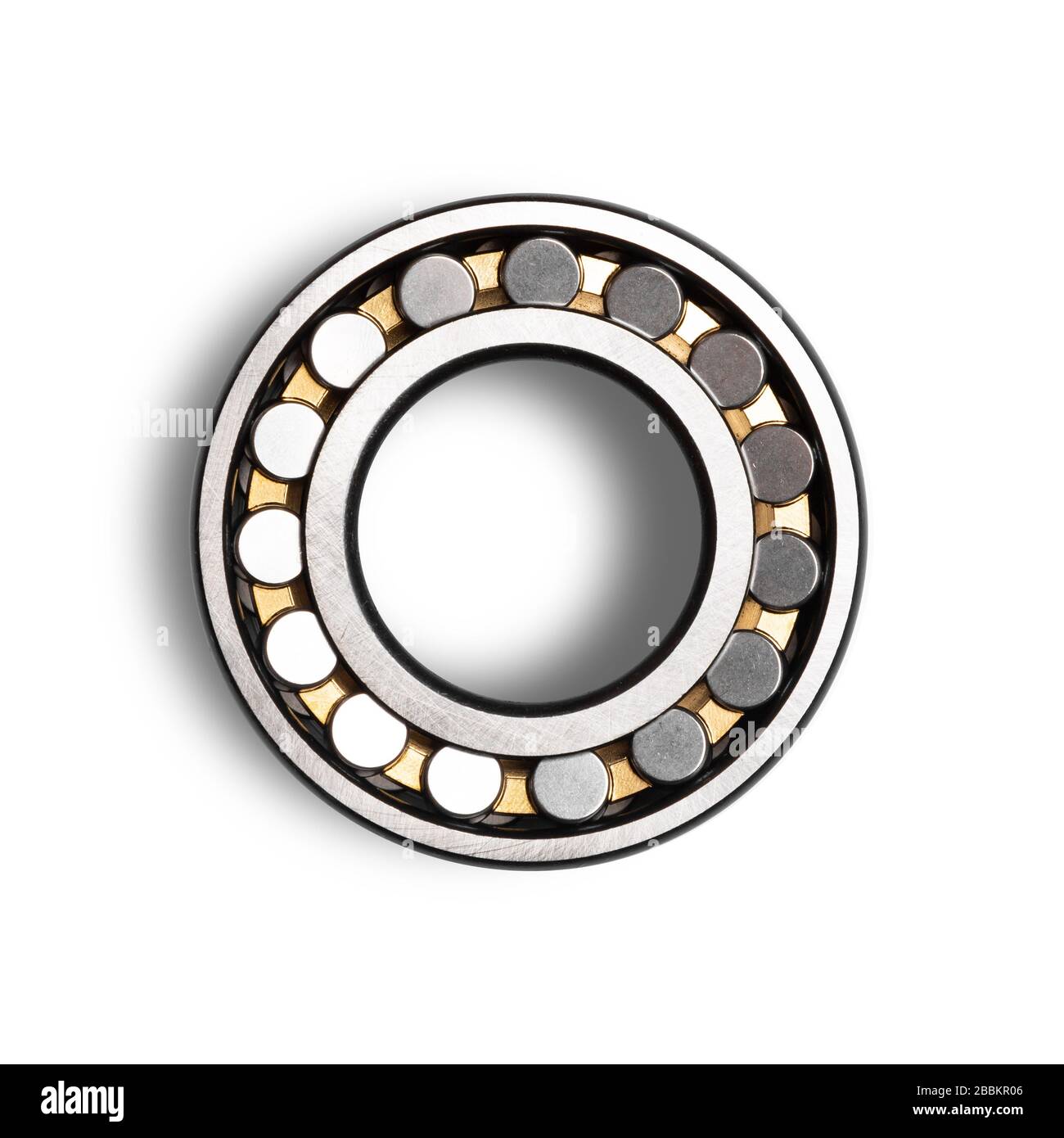 Close up of the roller bearing on white background isolated, top view ...