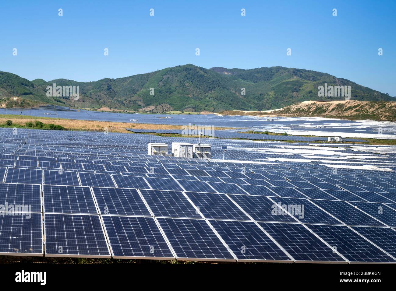 Solar panel farm, photovoltaic farm in Phu Hoa district, Phu Yen ...