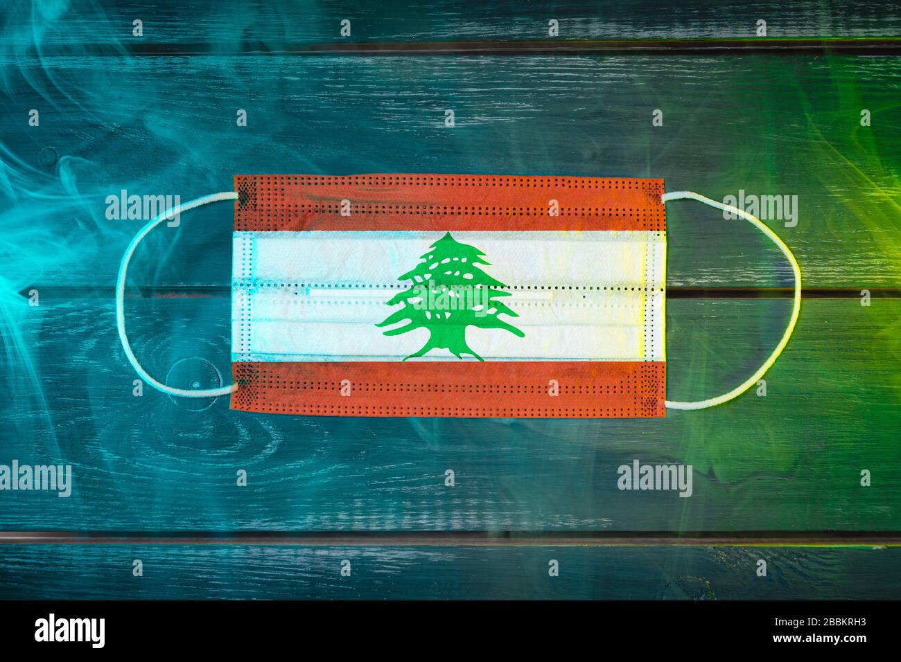 Medical mask for protection against airborne diseases, painted in the ...