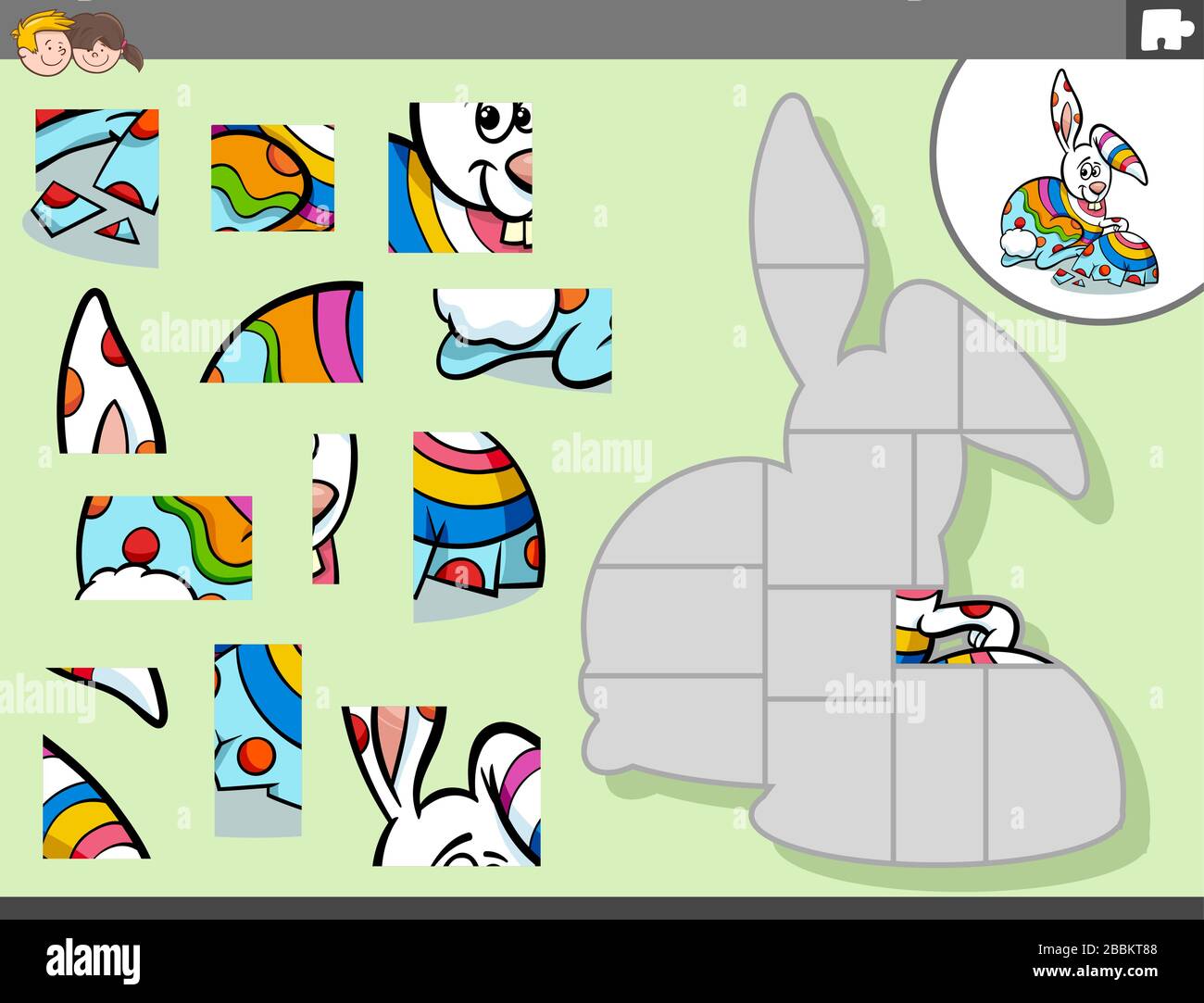 Cartoon Illustration of Educational Jigsaw Puzzle Game for Children ...