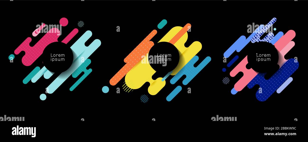 Set of colorful rounded lines shapes diagonal rhythm dynamic ...