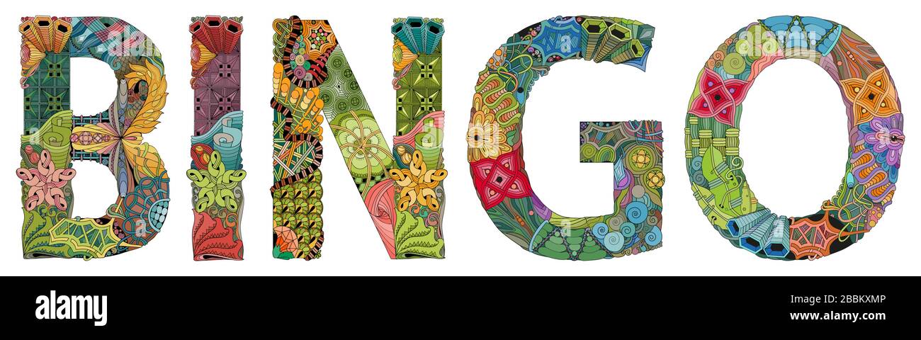 Word BINGO. Vector zentangle object for decoration Stock Vector Image ...