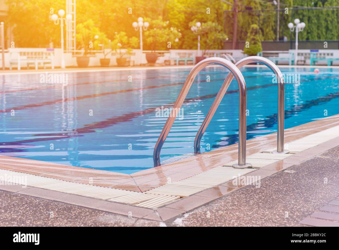 swimming pool with stair at sport center Stock Photo - Alamy