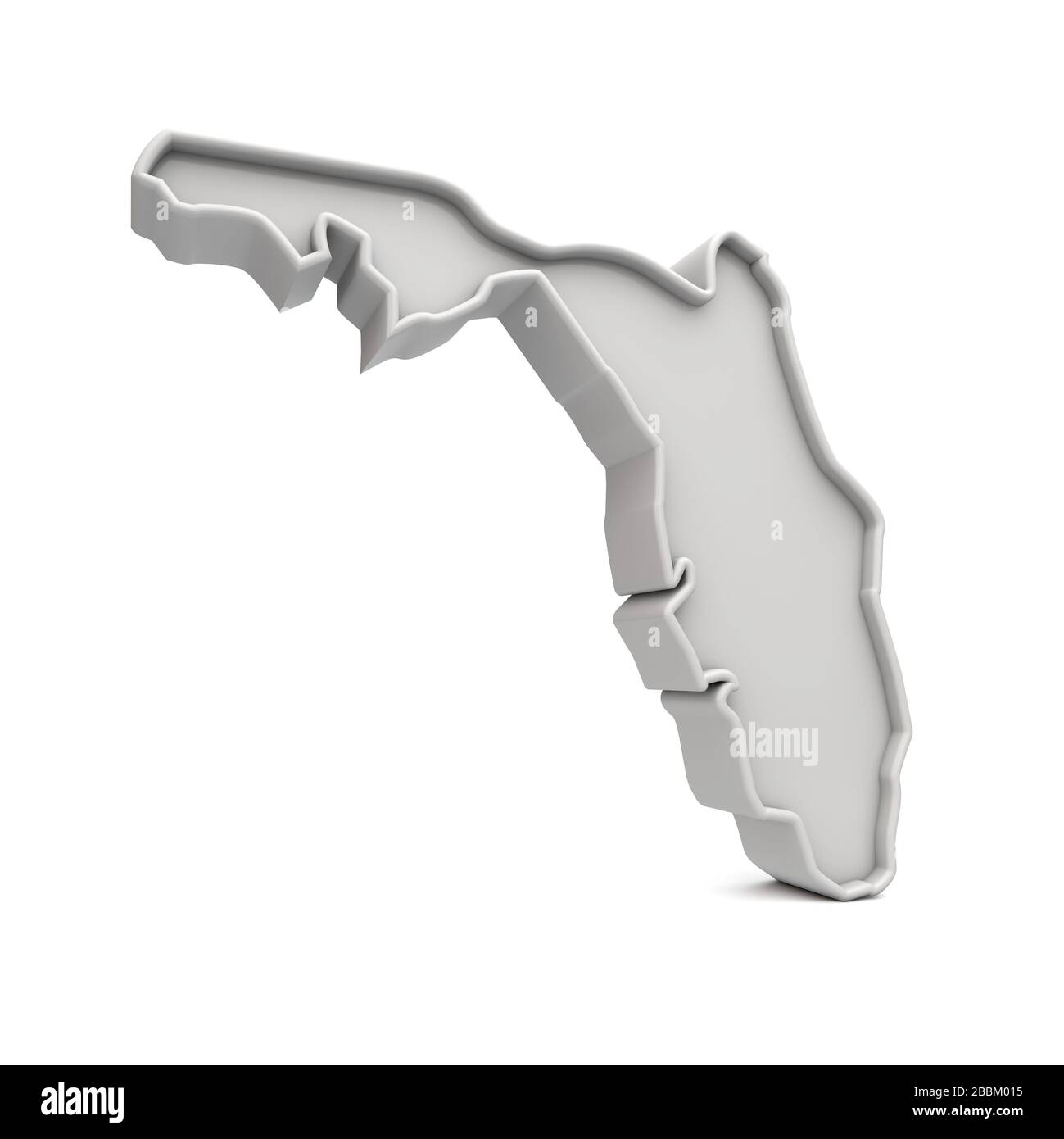 American state of Florida, simple 3D map in white grey. 3D Rendering ...