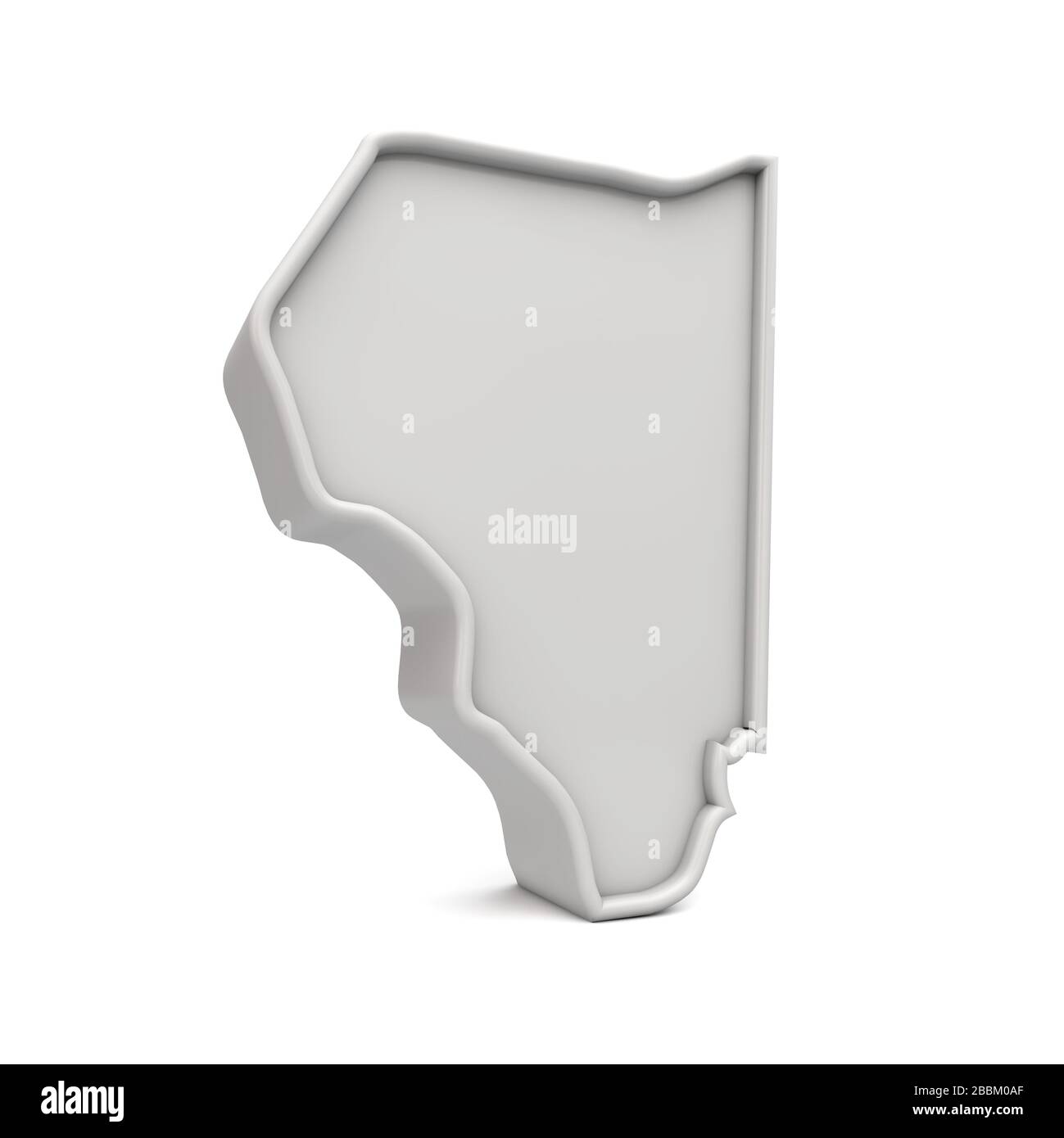 American state of Illinois, simple 3D map in white grey. 3D Rendering ...