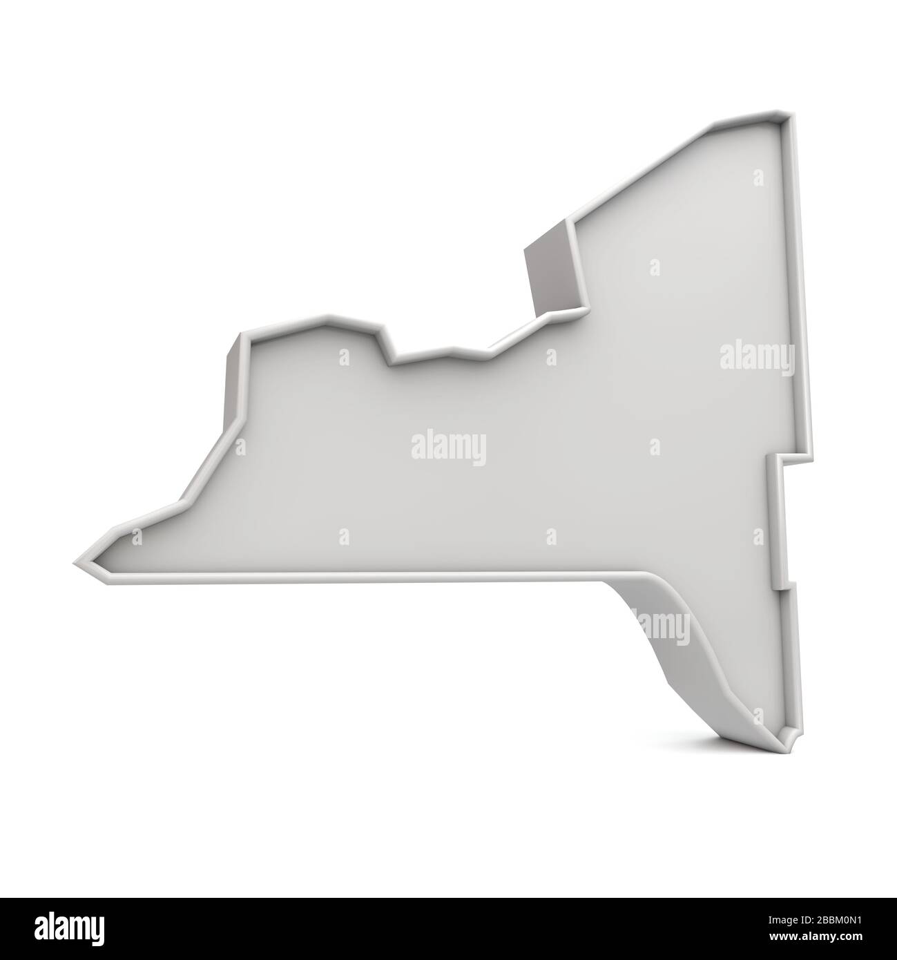 American state of New York, simple 3D map in white grey. 3D Rendering ...