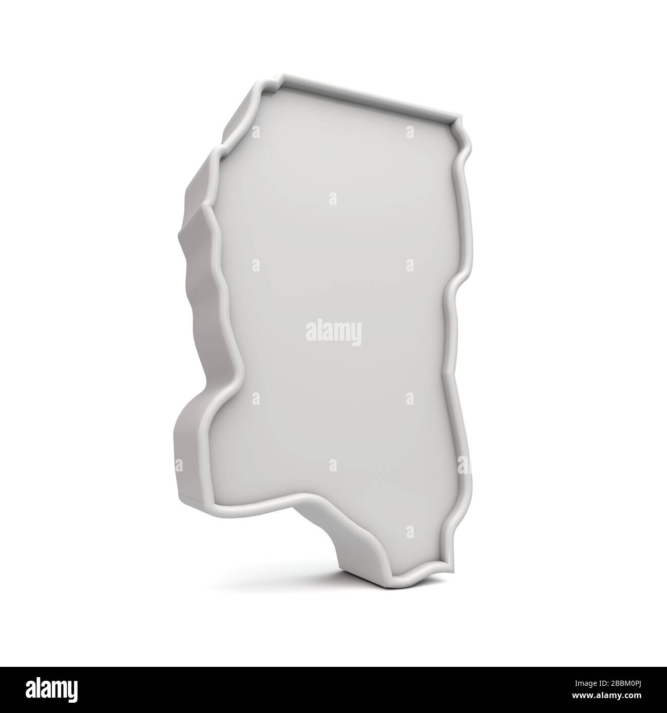 American state of Mississippi, simple 3D map in white grey. 3D ...