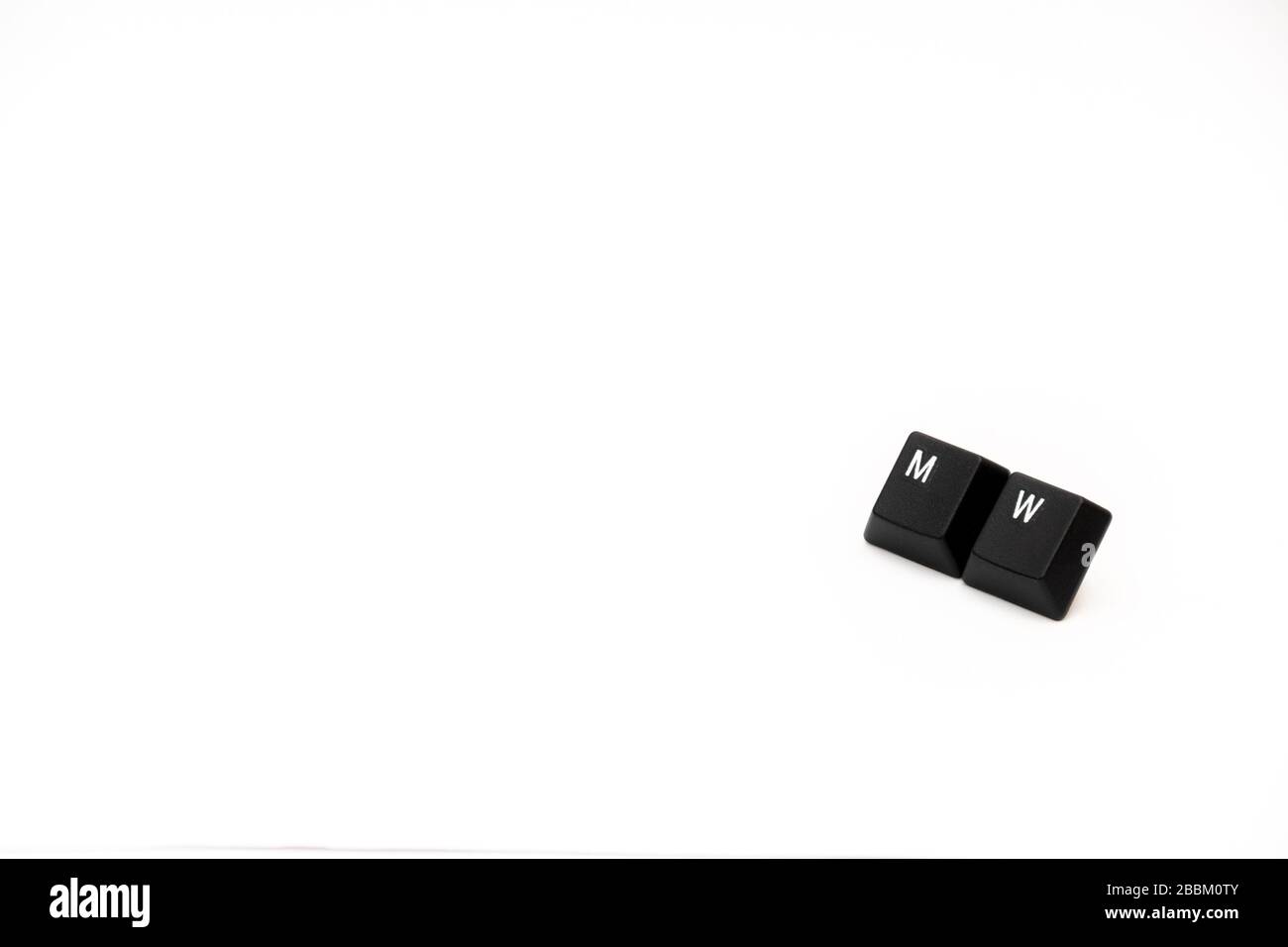 Letters of keyboard initials m and w laid with black key caps Stock ...