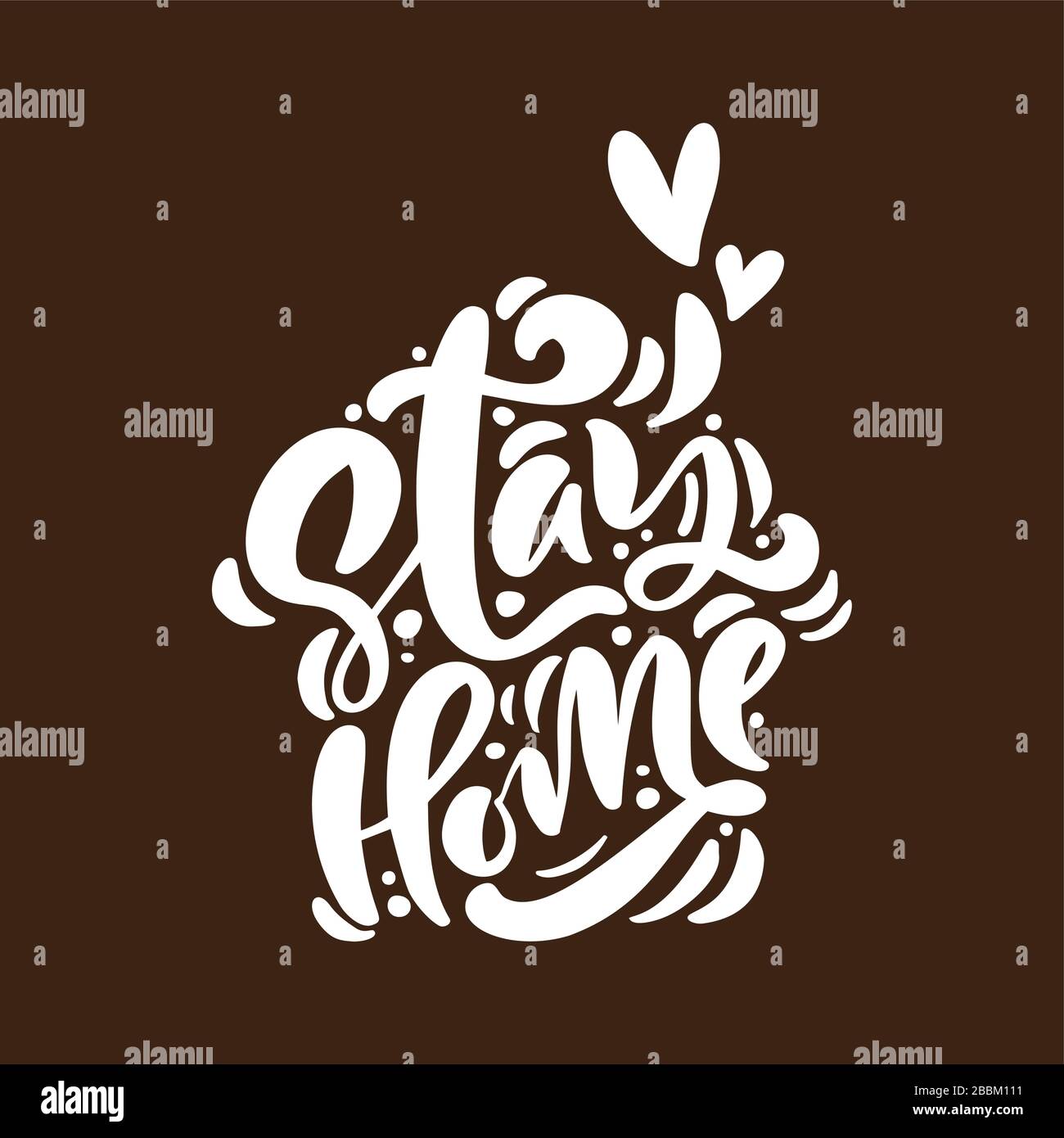 Stay home logo vector calligraphy lettering white text in form of house ...
