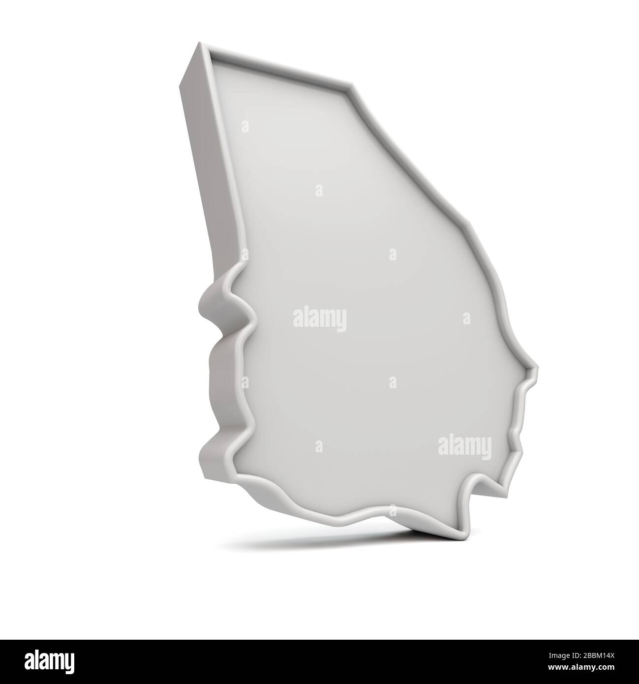 American state of Georgia, simple 3D map in white grey. 3D Rendering ...