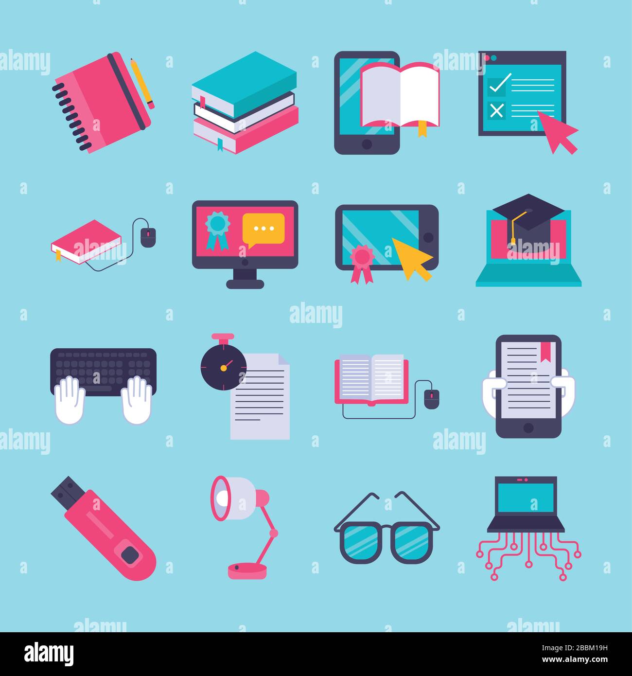 bundle of education online set icons Stock Vector Image & Art - Alamy