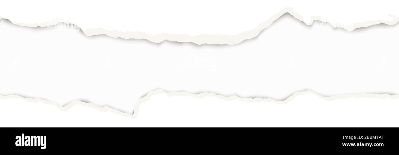upper and lower part of ripped open paper colored white Stock Vector ...