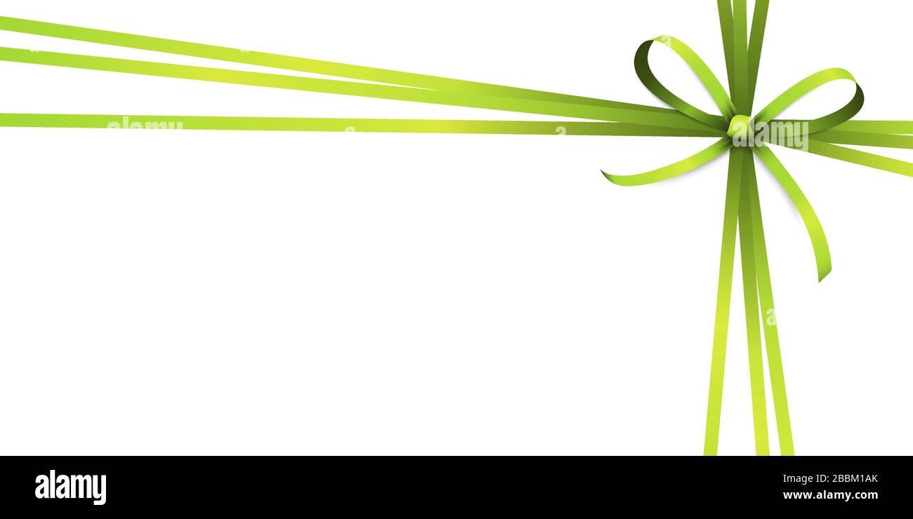EPS 10 vector illustration of green colored ribbon bow and gift band ...