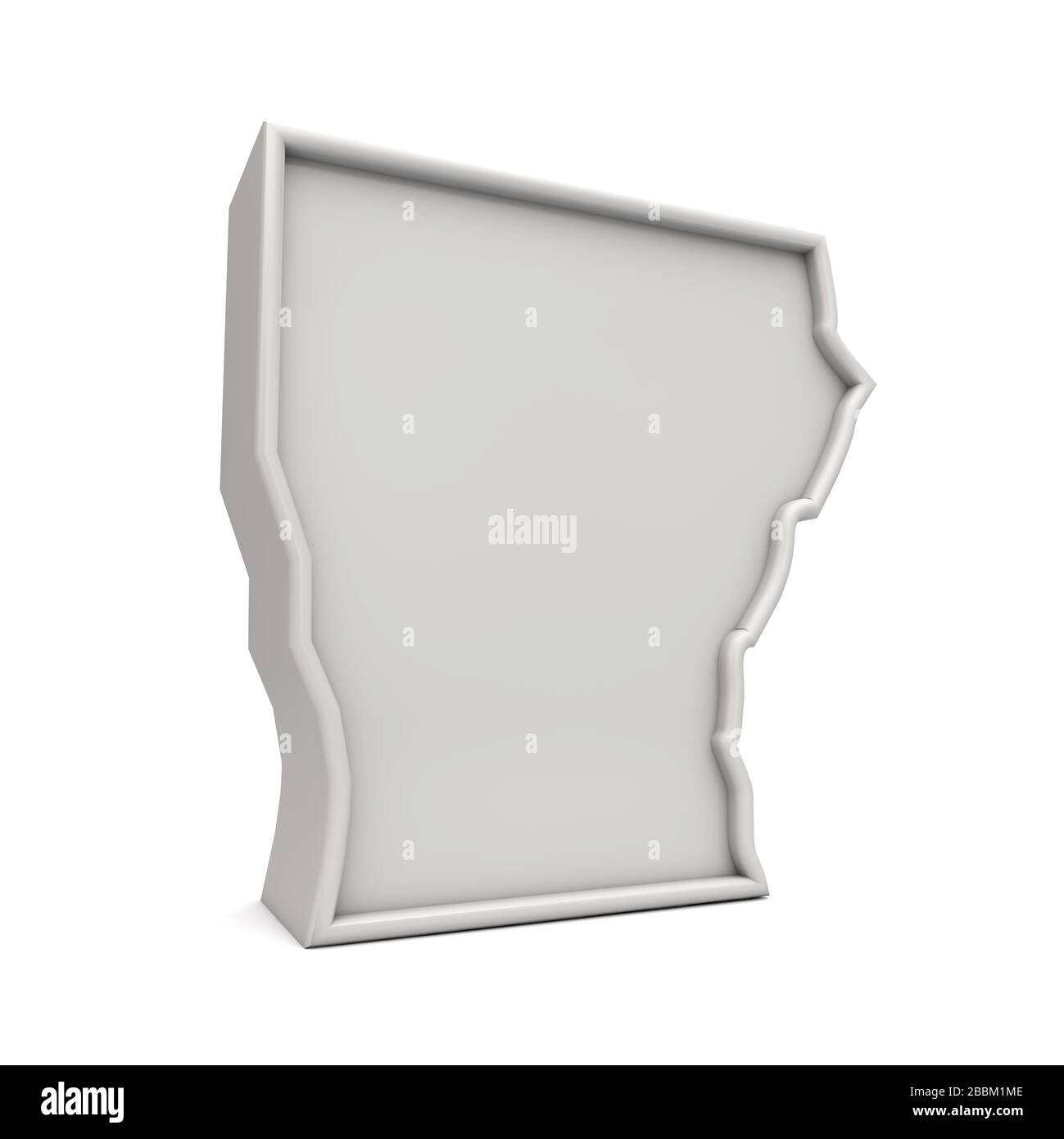American state of Arkansas, simple 3D map in white grey. 3D Rendering ...