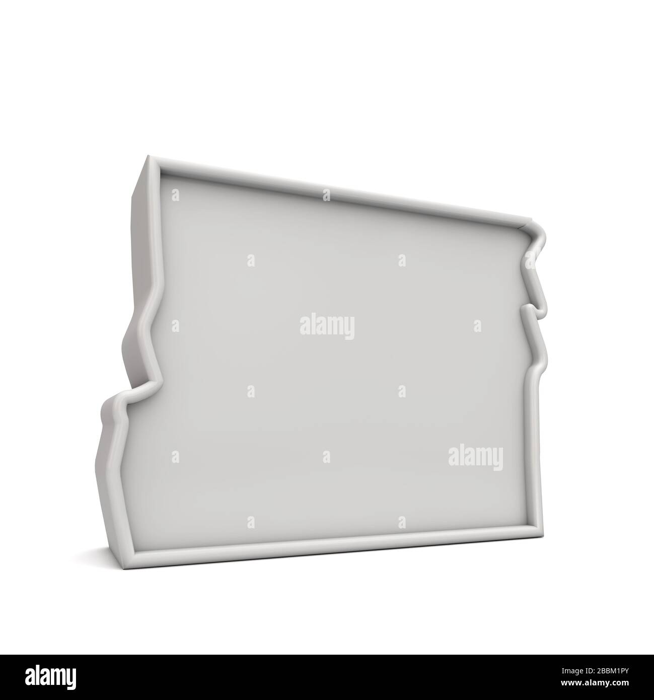 American state of Oregon, simple 3D map in white grey. 3D Rendering ...