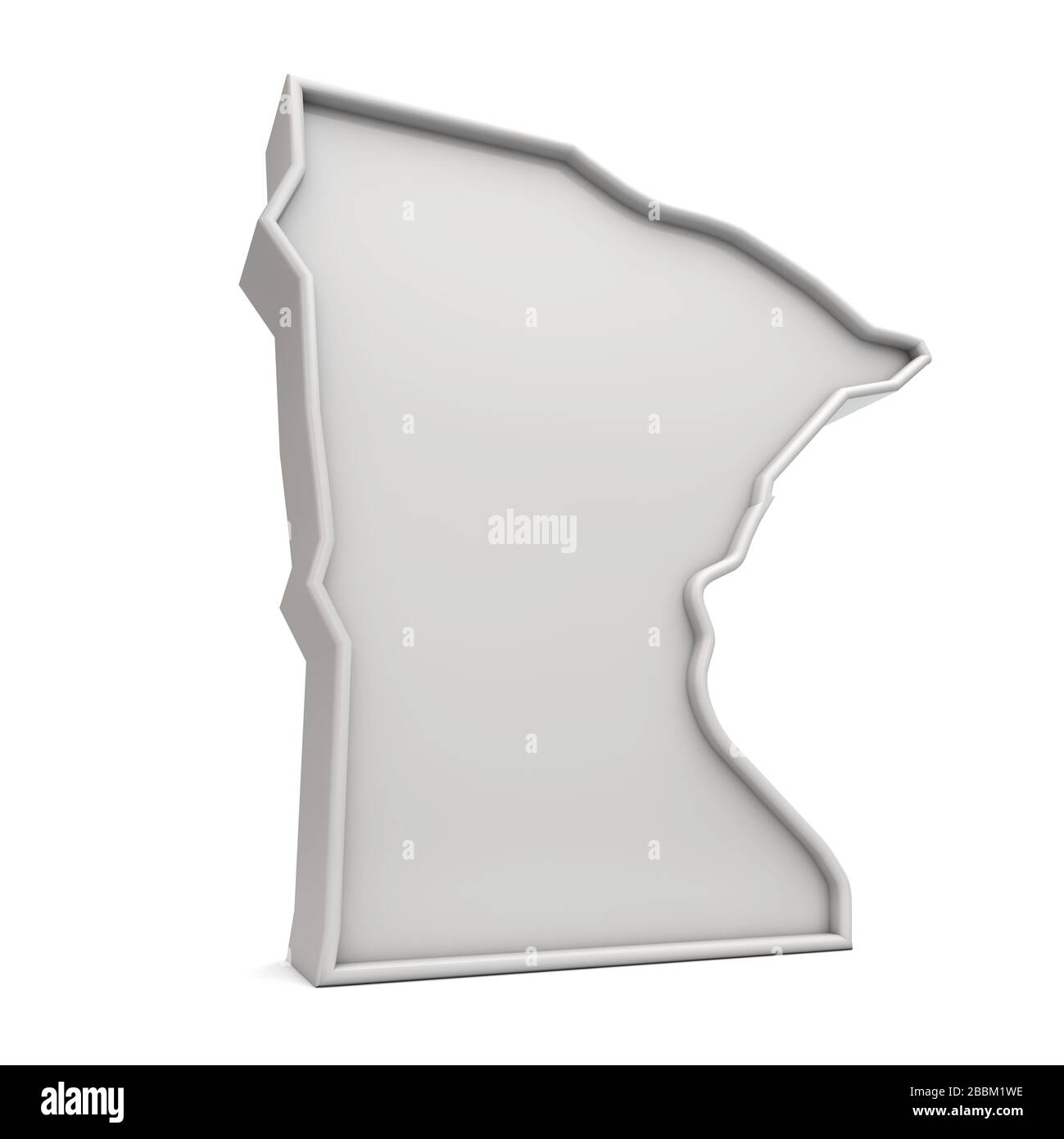 American state of Minesota, simple 3D map in white grey. 3D Rendering ...