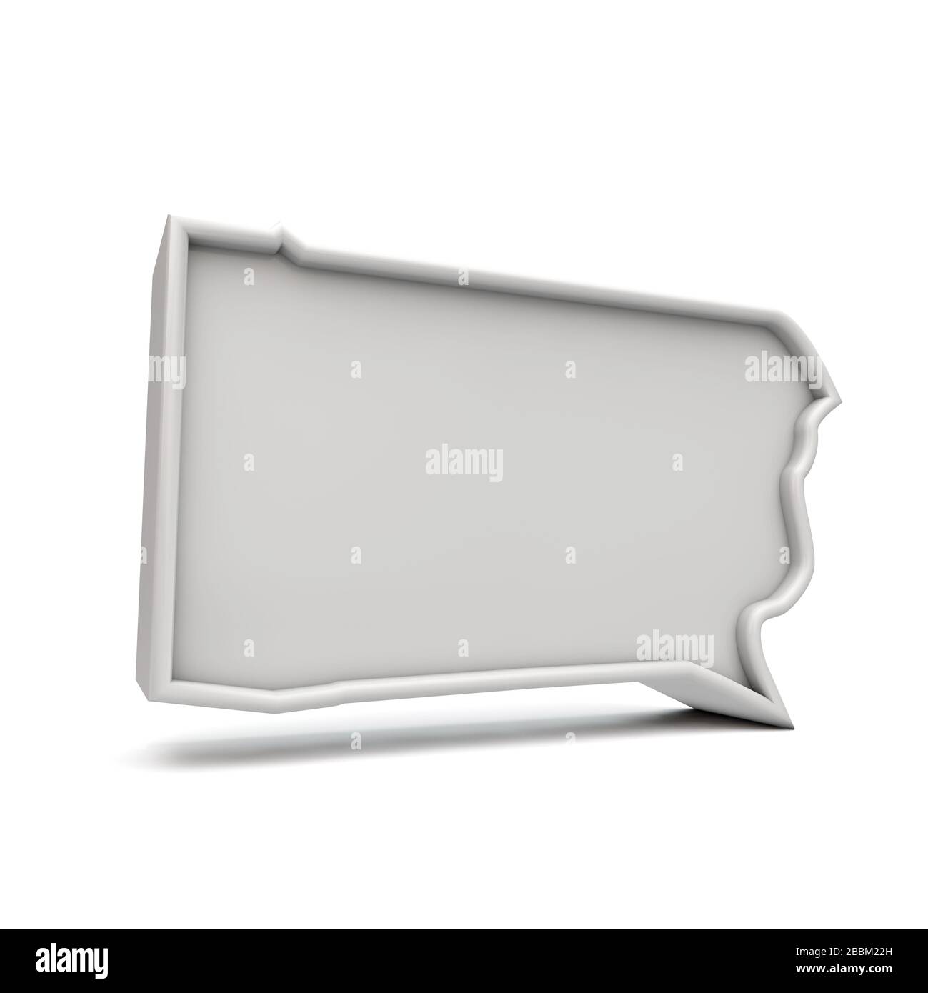 American state of Pennsylvania, simple 3D map in white grey. 3D ...