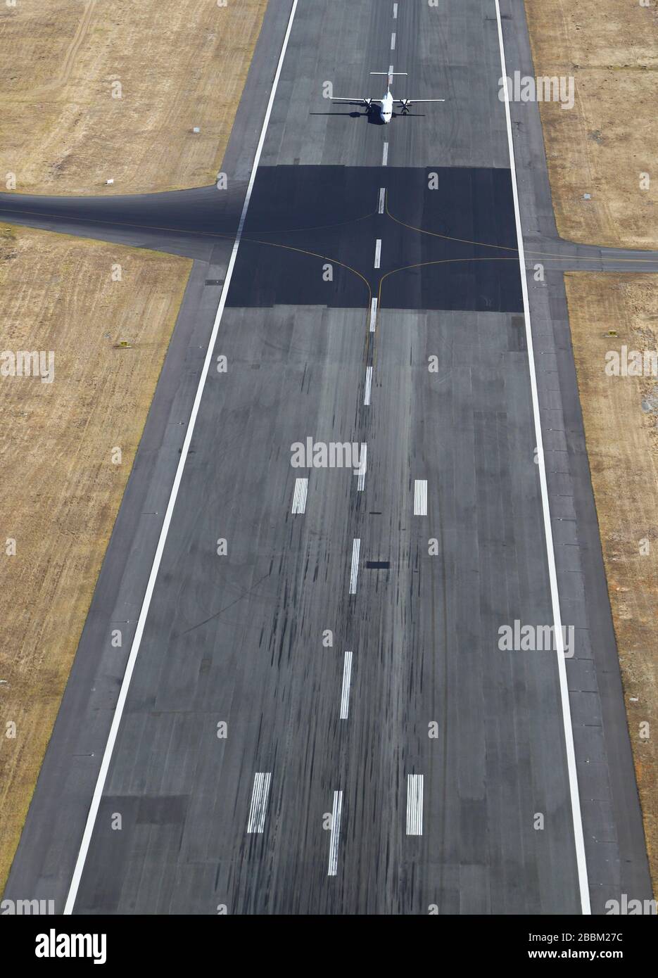 Aerial photo of airliner on the runway Stock Photo - Alamy