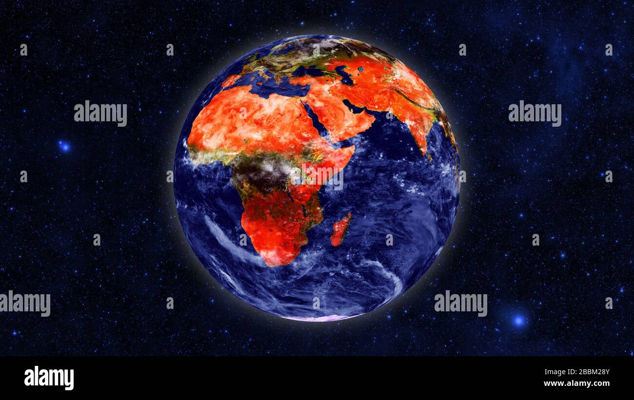 Planet earth. A shot from outer space. Realistic 3D rendering Stock ...